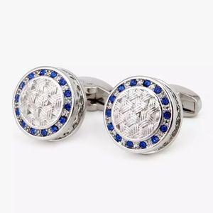 Accessories | Elegant Blue Crystal Round Silver Cufflinks | Poshmark